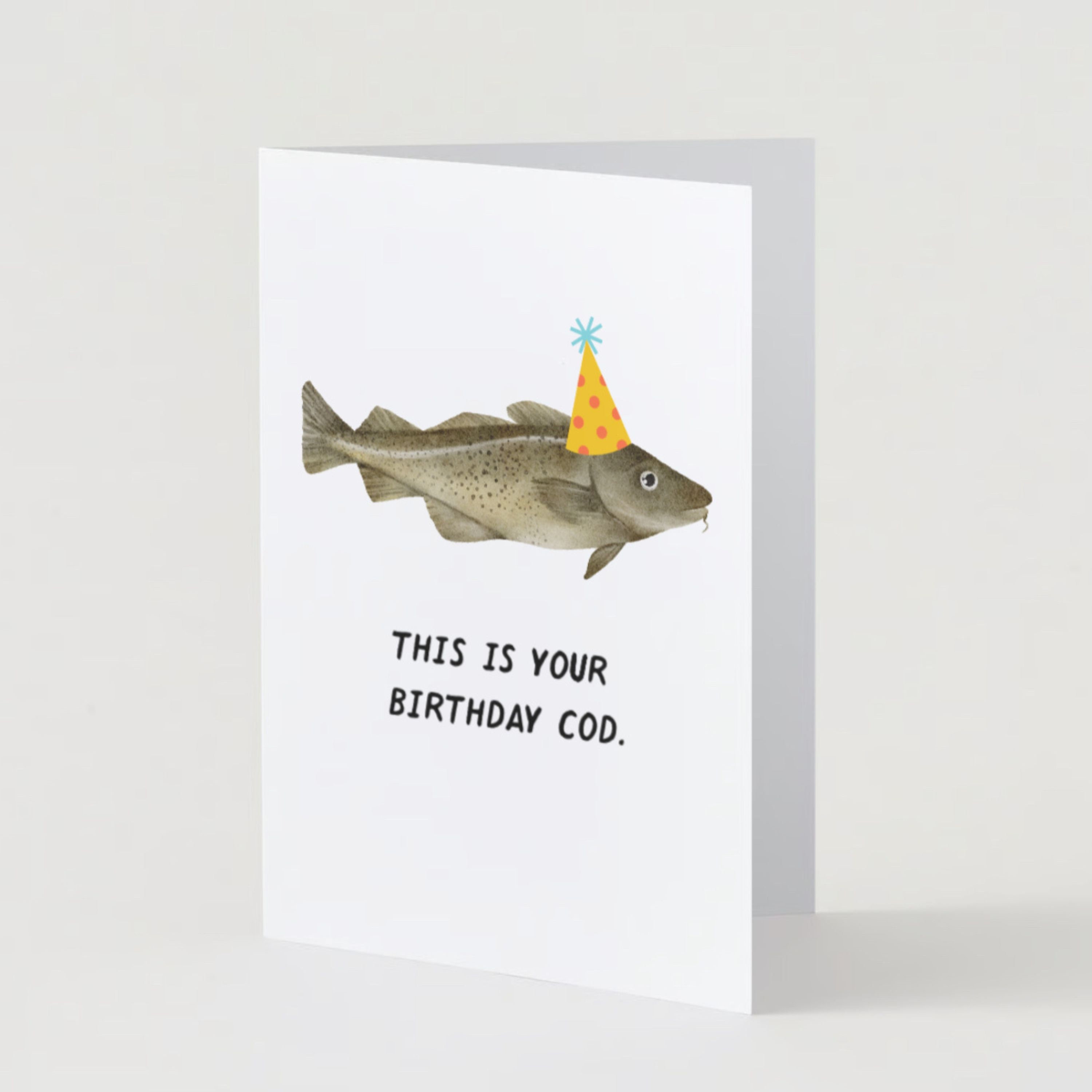 Happy Birthday Fish Card, Cod Fish Birthday Card, Printable Card, Cute ...