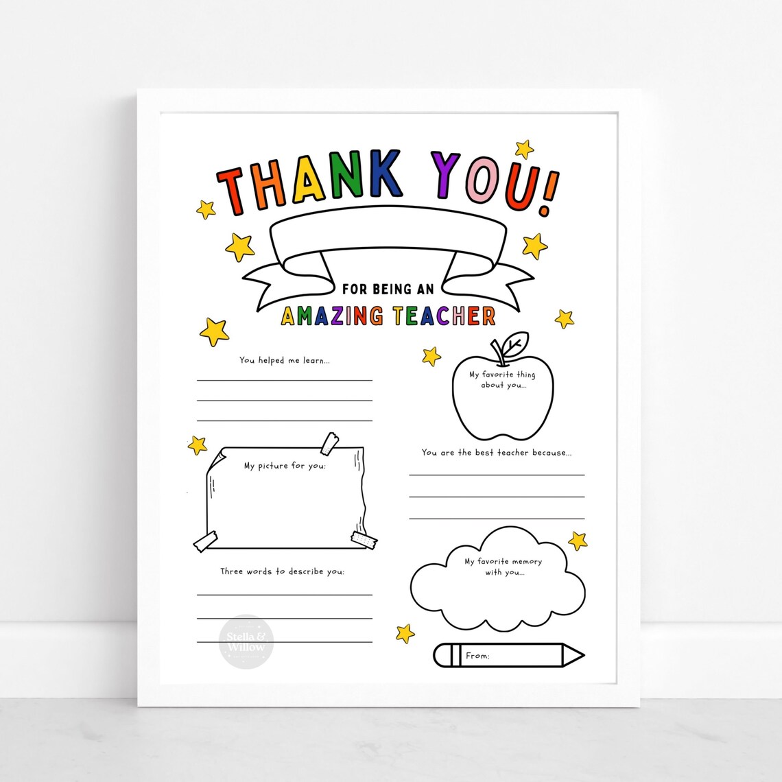 Teacher Appreciation Week, Digital Download, Teacher Thank You Card ...