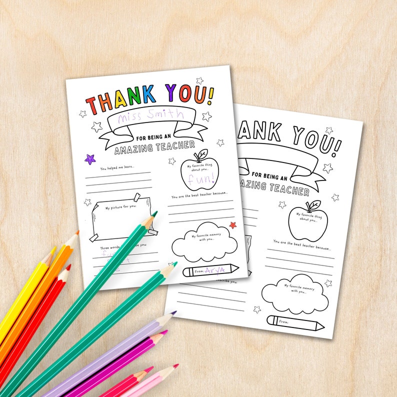Teacher Appreciation Week, Digital Download, Teacher Thank You Card ...