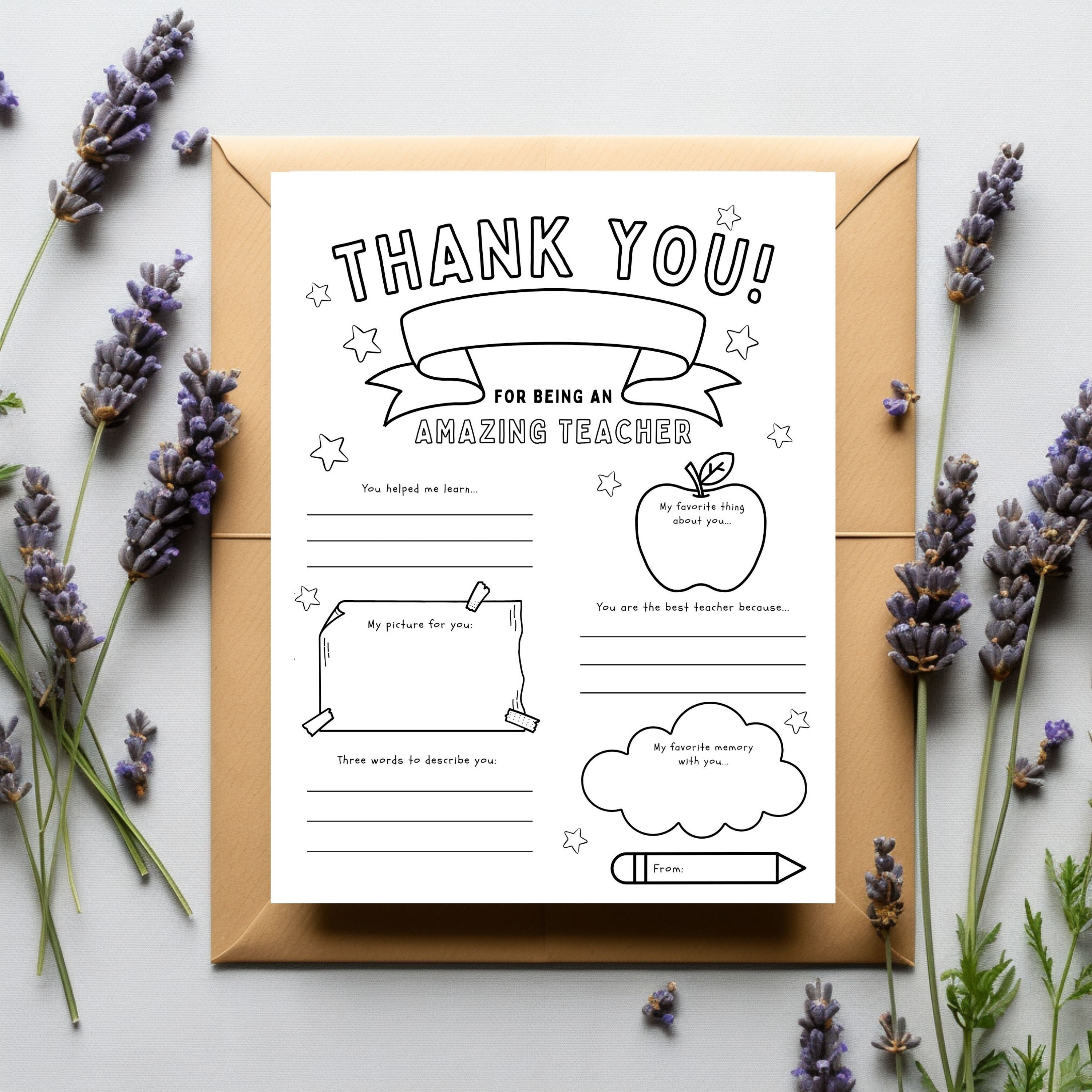 Teacher Appreciation Week, Digital Download, Teacher Thank You Card ...