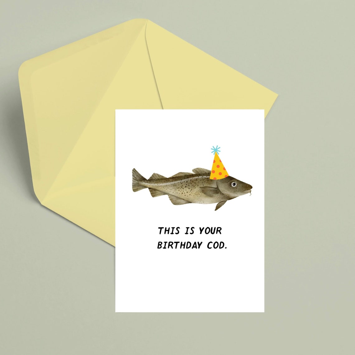 Happy Birthday Fish Card, Cod Fish Birthday Card, Printable Card, Cute ...