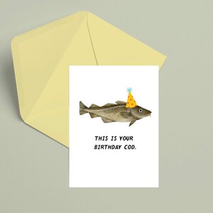Happy Birthday Fish Card, Cod Fish Birthday Card, Printable Card, Cute ...