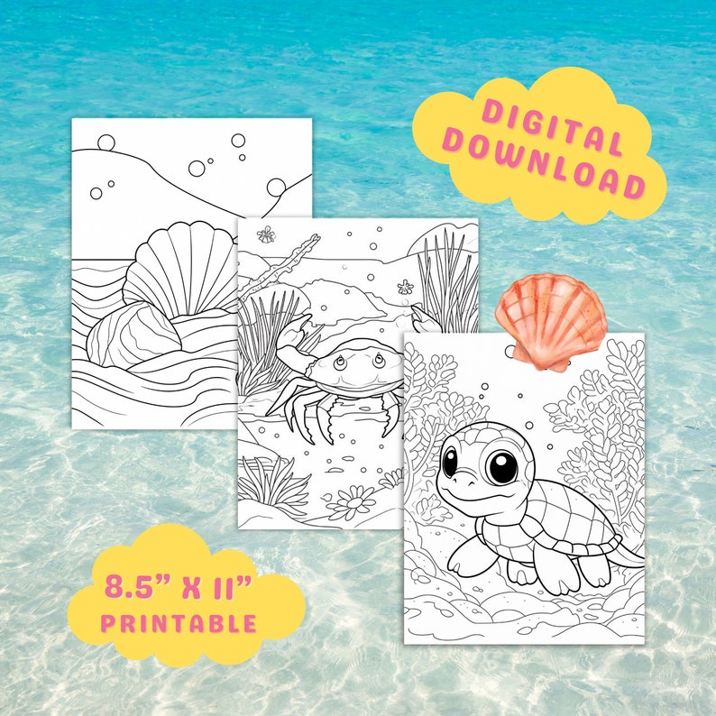 Ocean Animals Coloring Pages, Sea Creatures Printable, Kids Summer ...