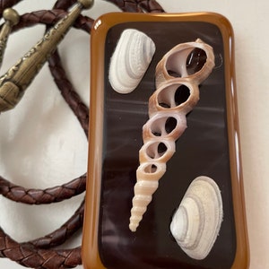 Beachy Bolo! Shell Bolo With Brown and Deep Purple Glass, Adorned With ...