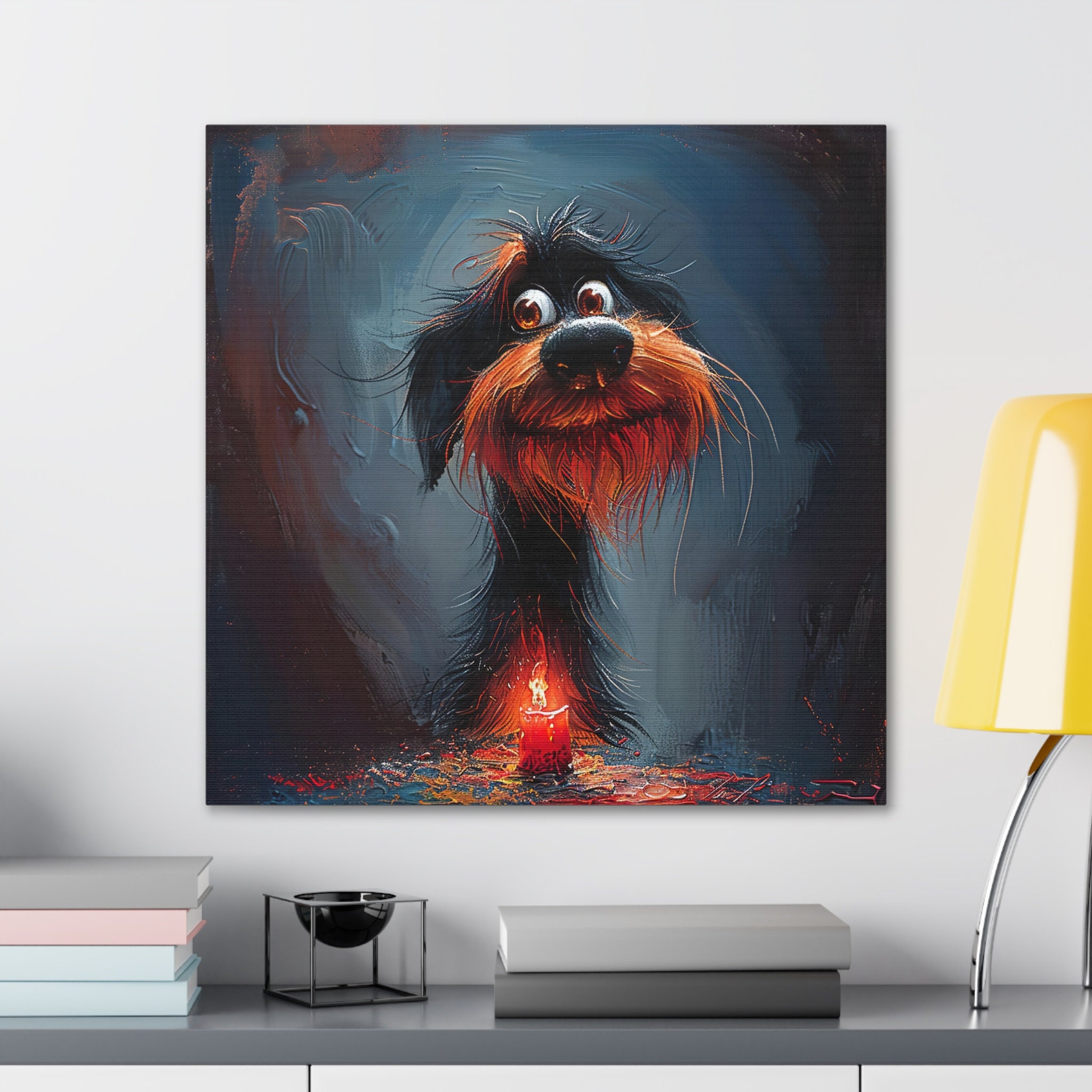 Funny Dog Cartoon Goofy Face, Digital Canvas Wall Hanging Great Unique ...