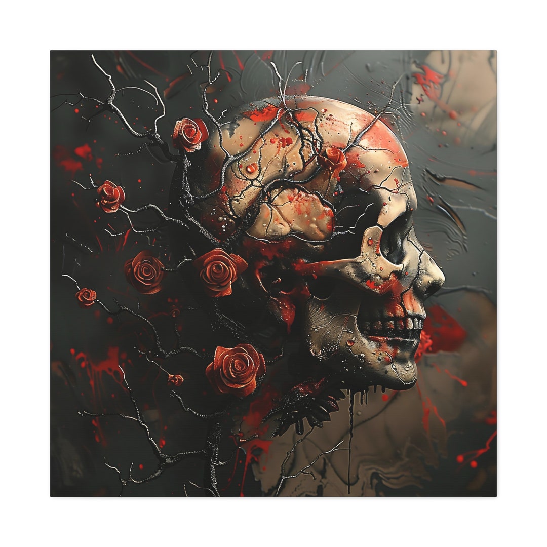 Human Skull Anatomy Red Rose Flowers, Best Gift for Art Lovers Great ...