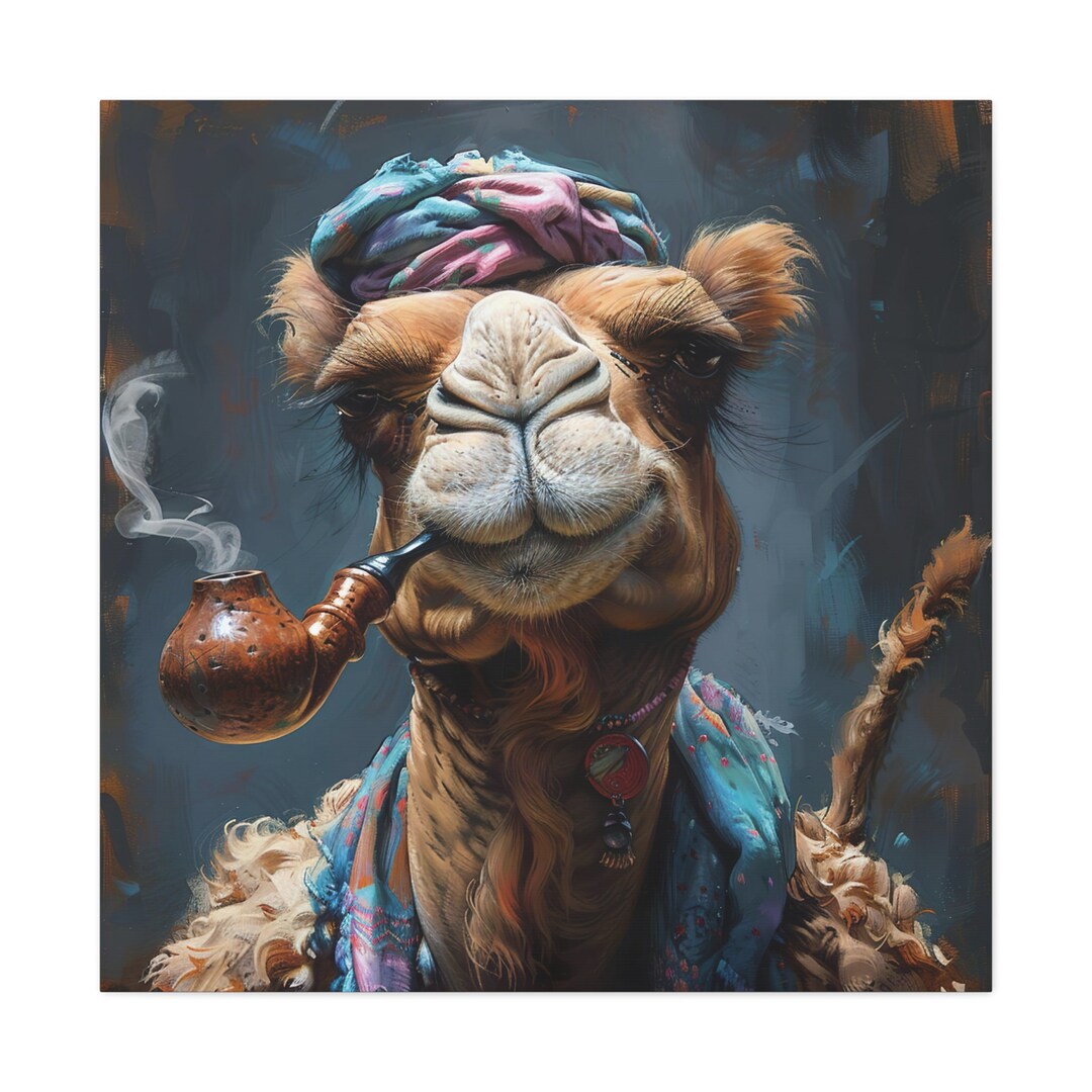 Funny Cartoon Face Camel Smoking Pipe, Great Unique Canvas Gallery ...