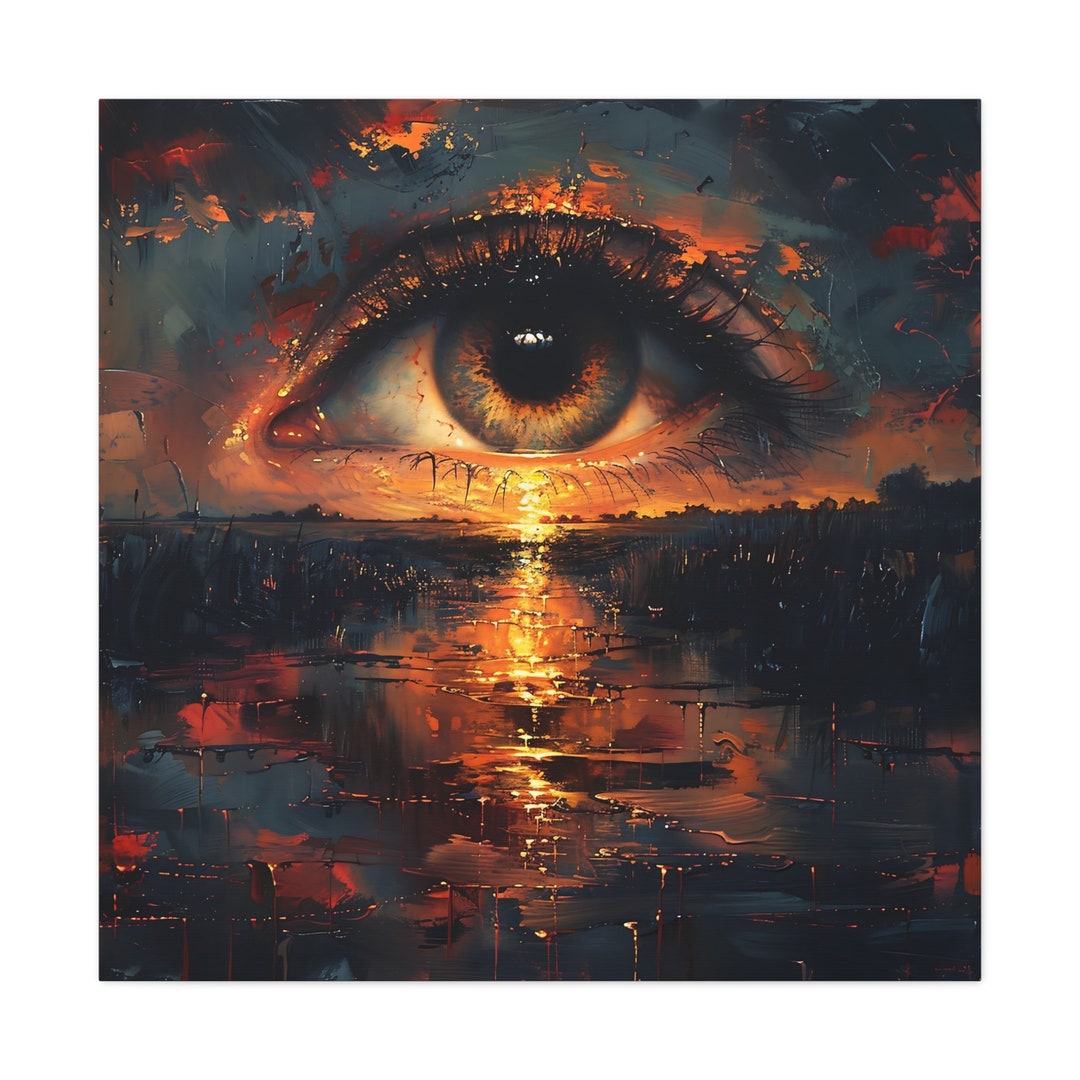 Sunset Horizon River Nature Eye of Life, Digital Design Hanging Art ...