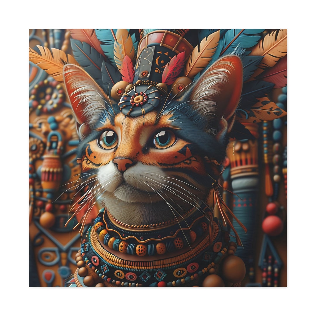 Indian Chief Cat Native American, Digital Design Hanging Gallery Great ...