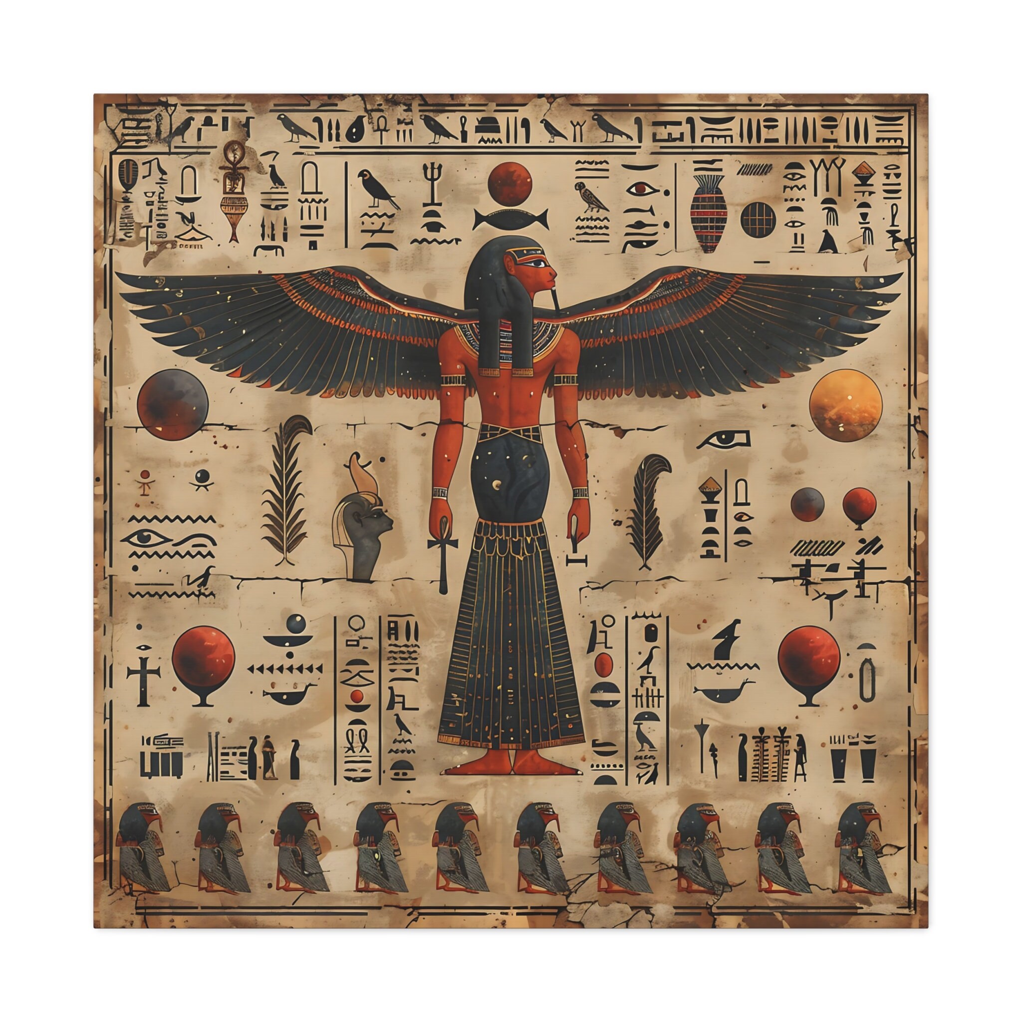 Ancient Egyptian Hieroglyphs Alphabet Pyramid Pharaoh. Digital Design ...