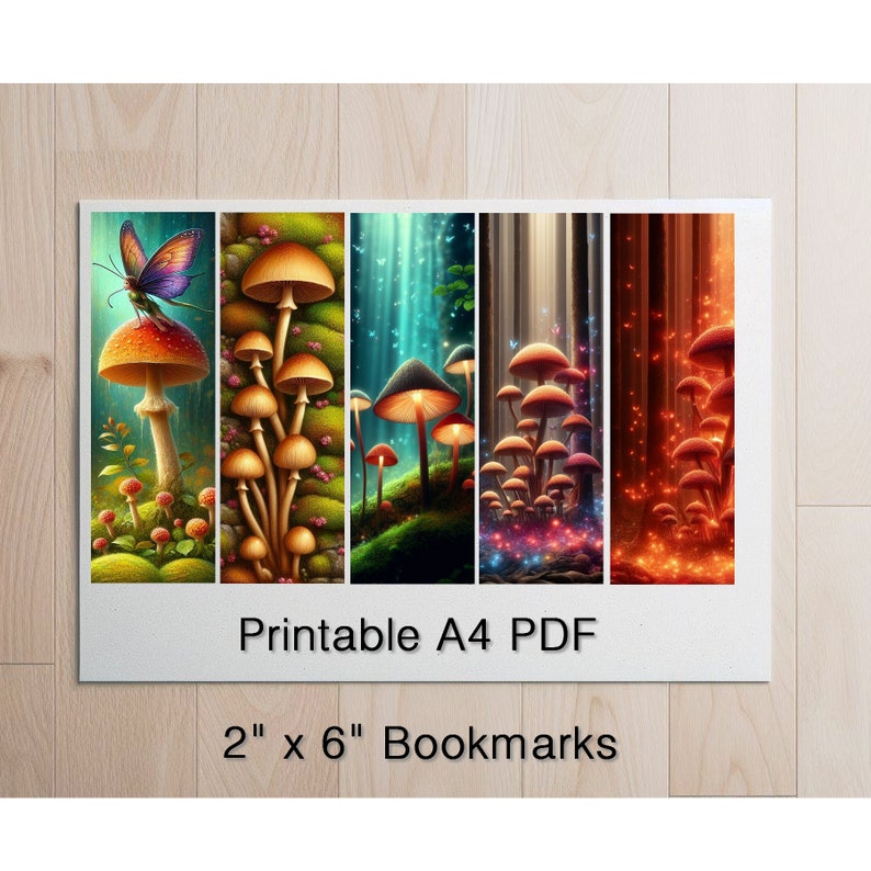Printable Bookmarks Mushroom Themed Set of 30 for Book Lover Commercial ...