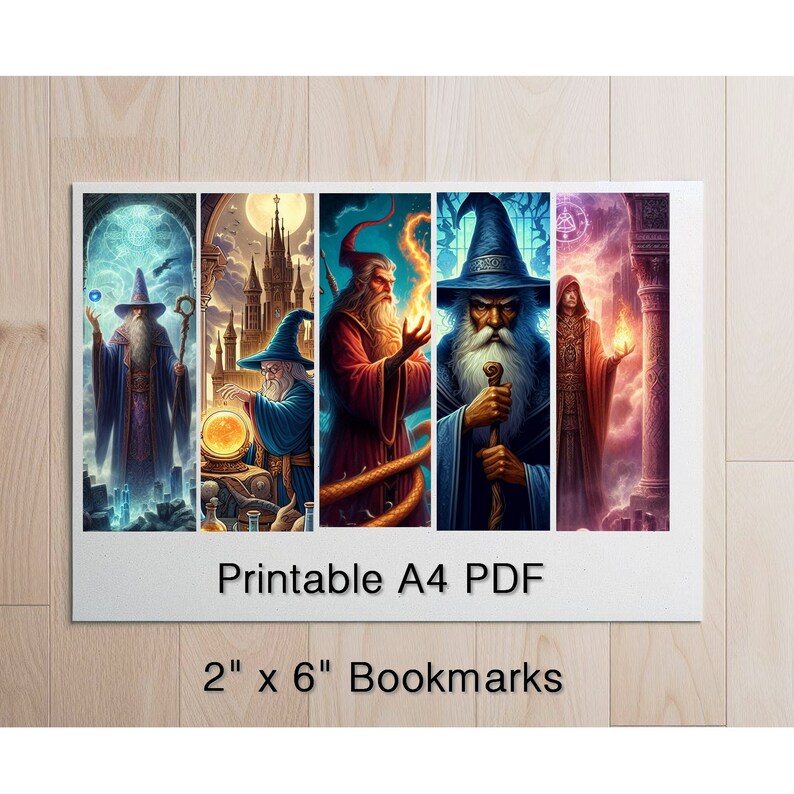 Printable Bookmarks Wizard Themed Set of 25 for Book Lover Commercial ...