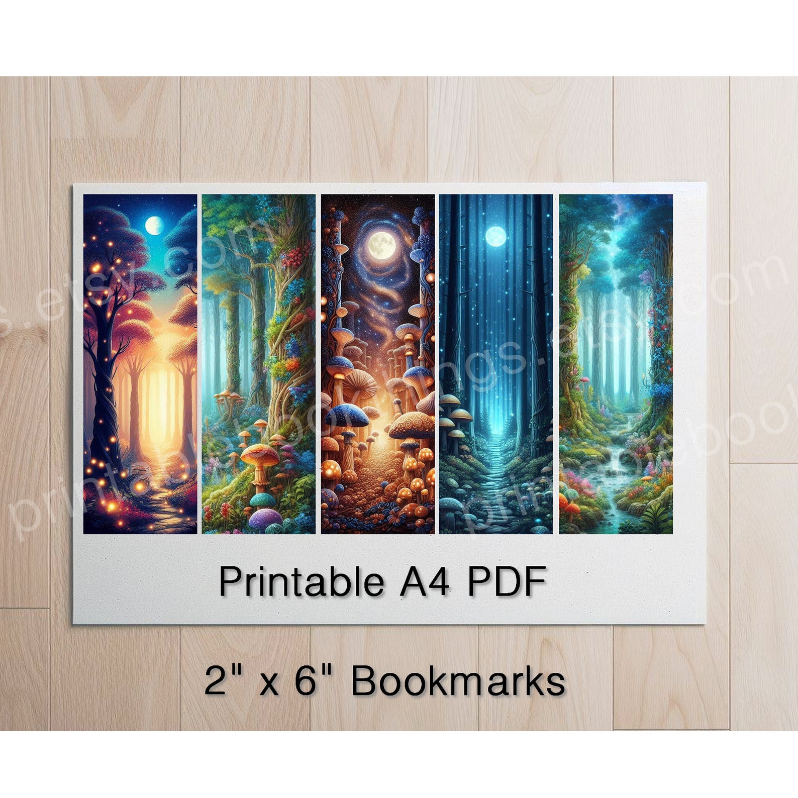 Enchanted Forest Printable Bookmarks: Fantasy Art, Set of 25 (printable ...