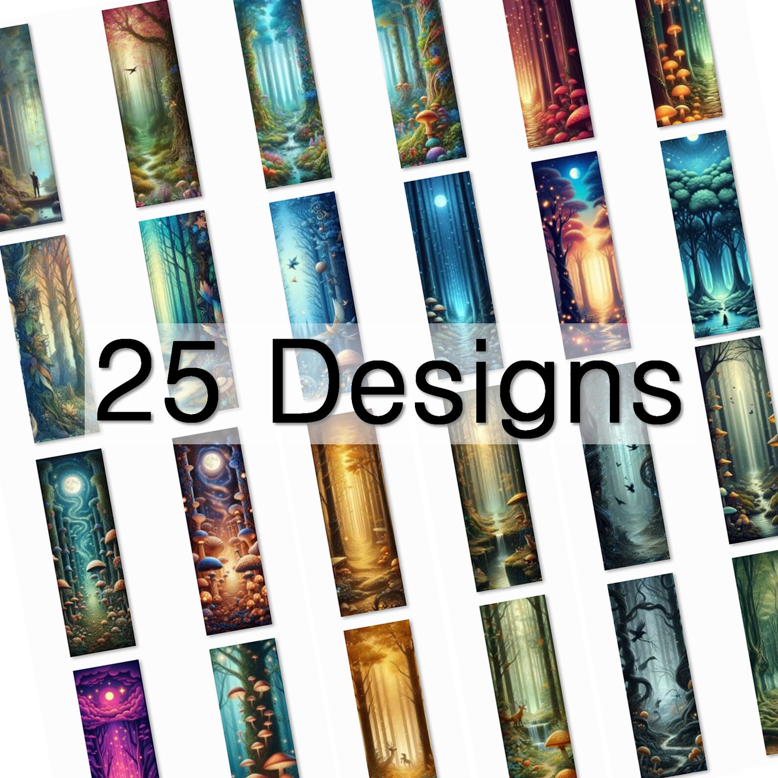 Enchanted Forest Printable Bookmarks: Fantasy Art, Set of 25 (printable ...