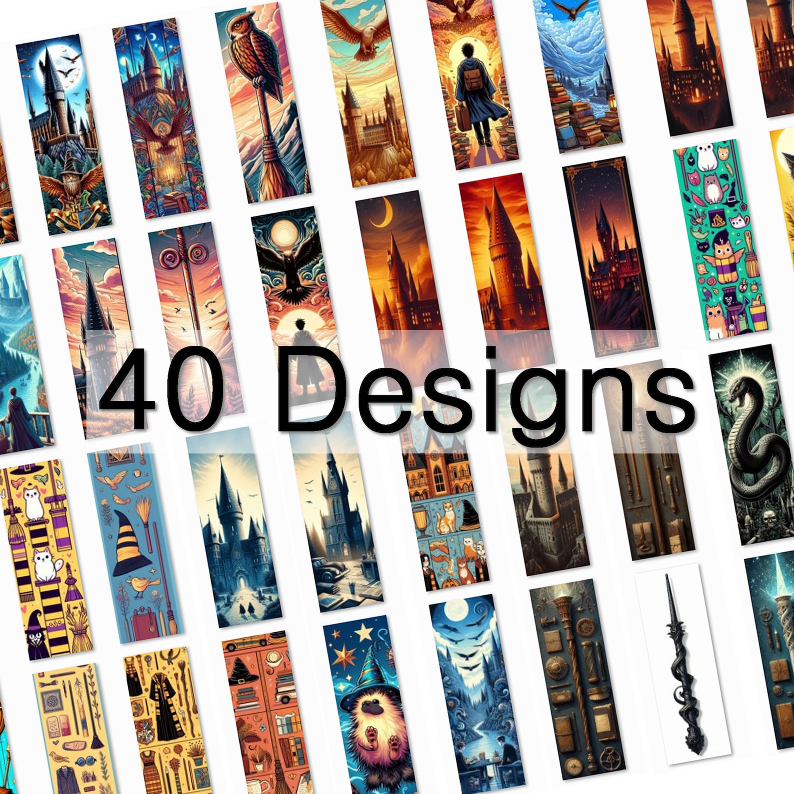 Printable Bookmarks Wizard School Themed Set of 40 for Book Lover ...