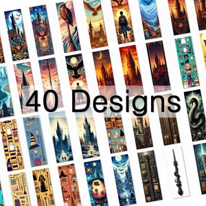 Printable Bookmarks Wizard School Themed Set of 40 for Book Lover ...