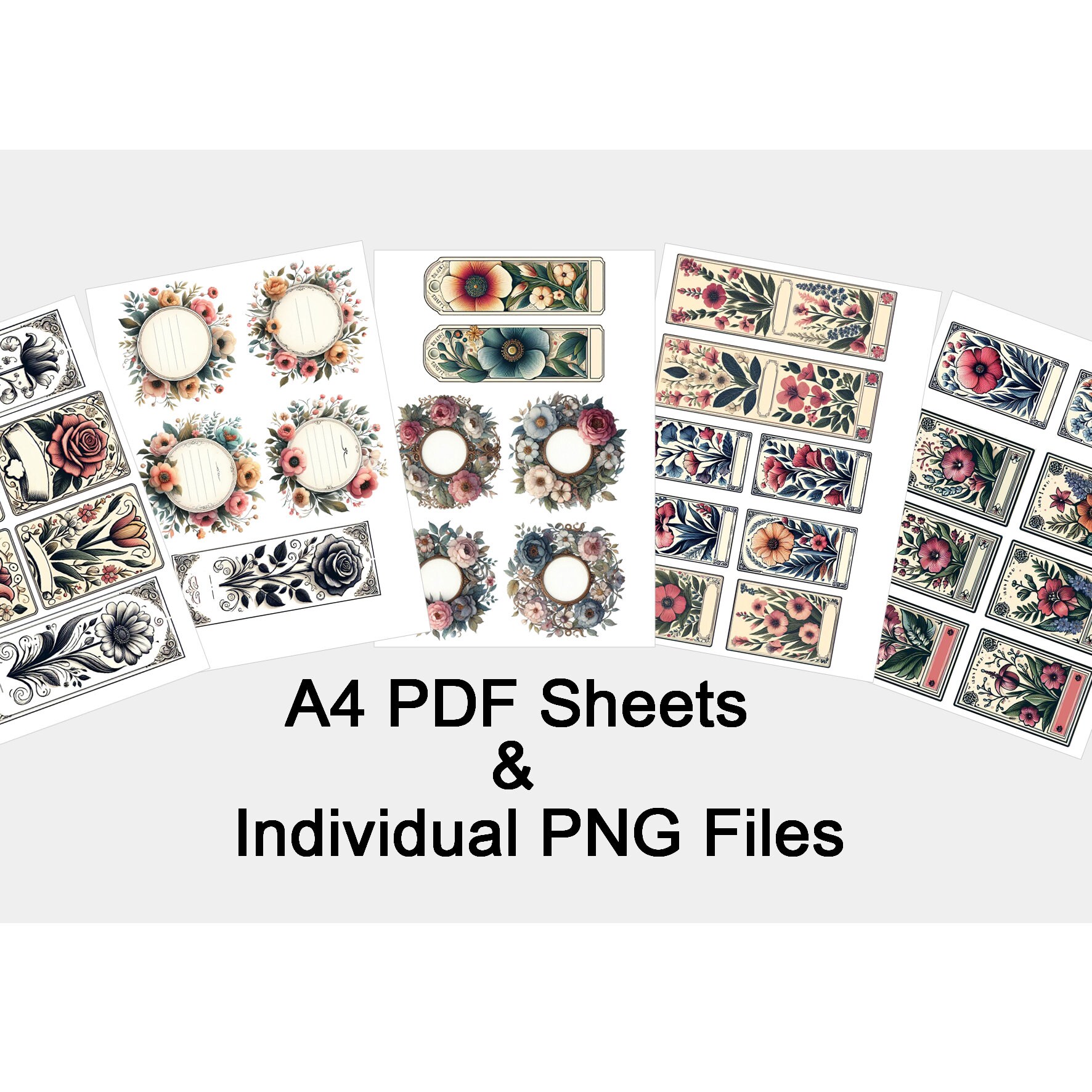 Printable Bookplates Floral Themed Ex Libris Set of 50 Bundle Digital ...