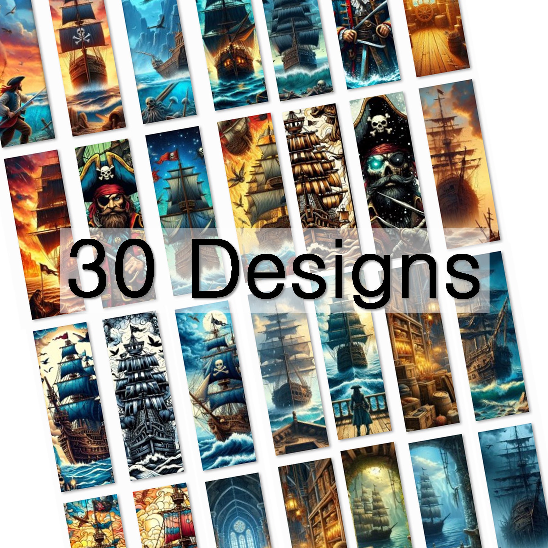 Printable Bookmarks Pirate Themed Set of 30 for Book Lover Commercial ...