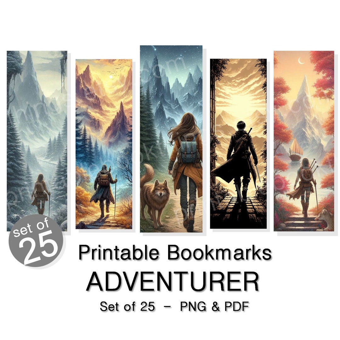 Printable Bookmarks Adenturer Themed Set of 25 for Book Lover ...