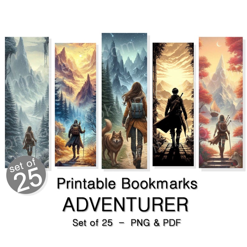 Printable Bookmarks Adenturer Themed Set of 25 for Book Lover ...