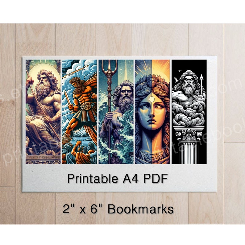 Printable Bookmarks Greek Gods Themed Set of 25 for Book Lover ...