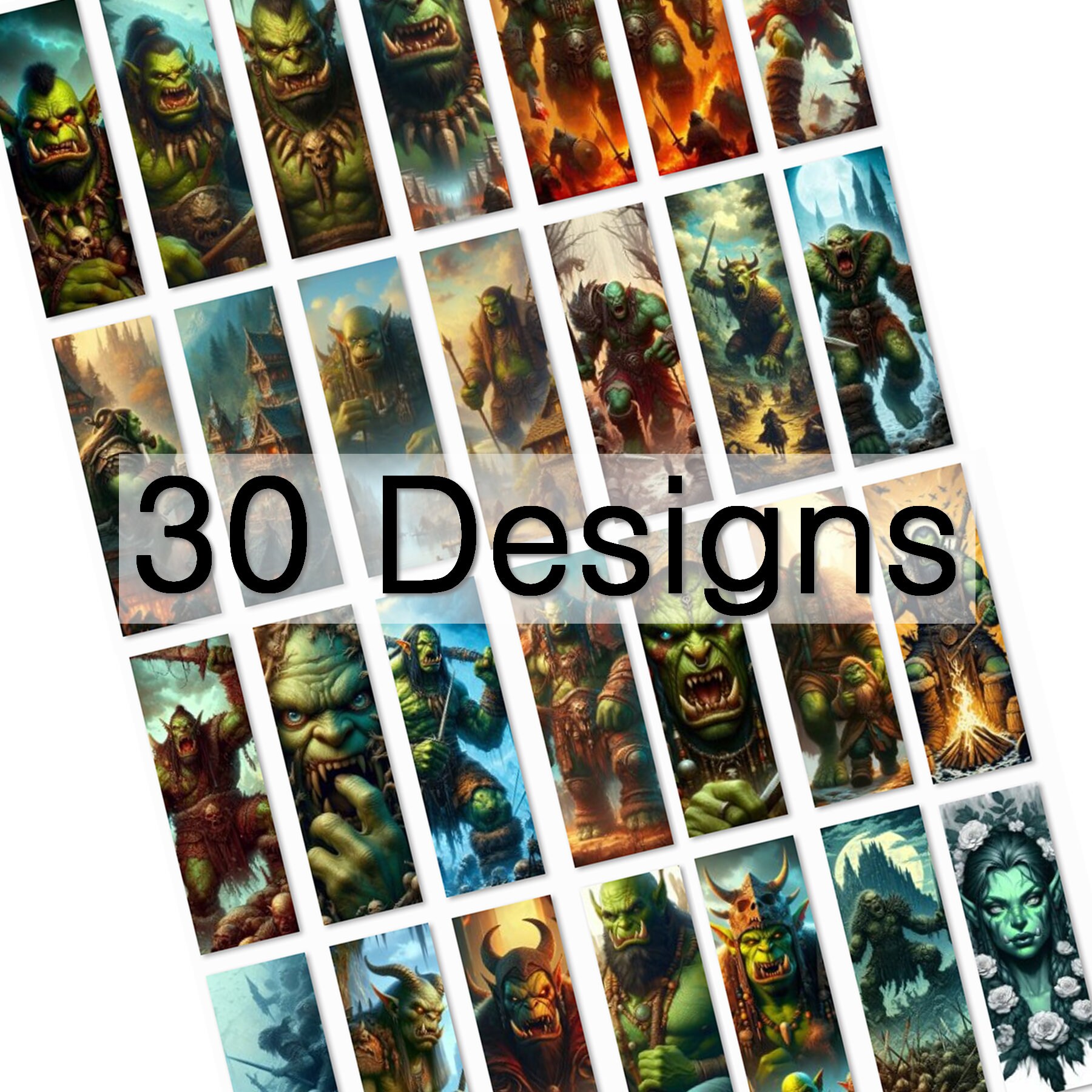 Printable Bookmarks Orc Themed Set of 30 for Book Lover Commercial Use ...