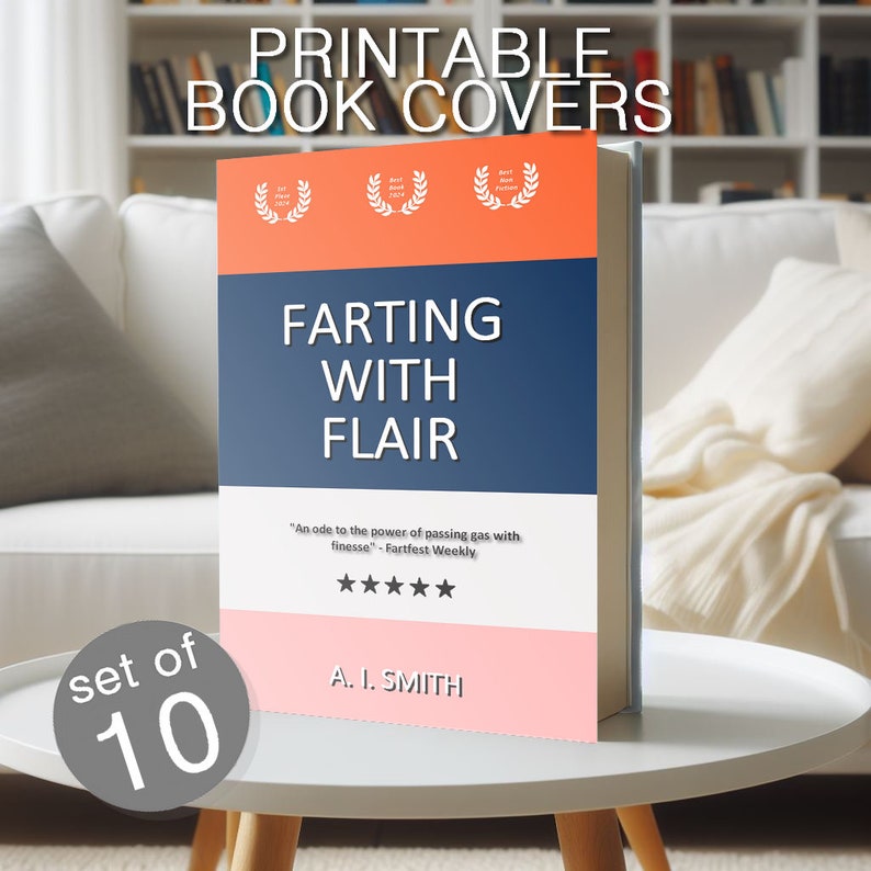 Funny Printable Book Cover Set of 10 Digital Download Bookcover Prank Commercial Use Sublimation ...