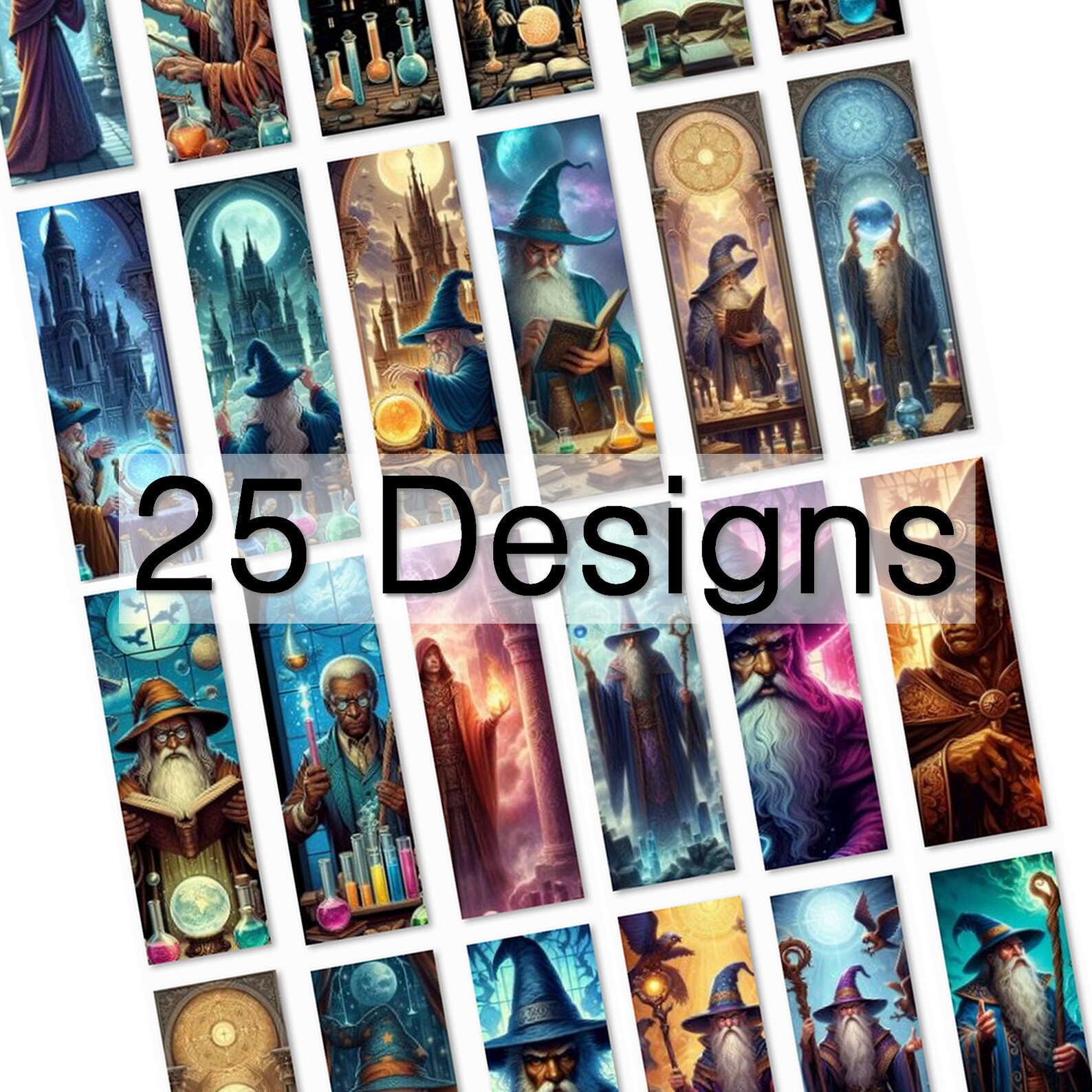 Printable Bookmarks Wizard Themed Set of 25 for Book Lover Commercial ...