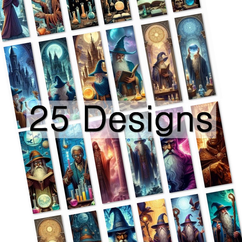 Printable Bookmarks Wizard Themed Set of 25 for Book Lover Commercial ...