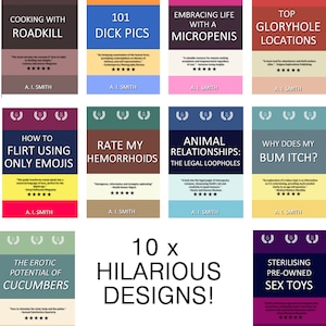 Funny Printable Book Cover Set of 10 Digital Download Bookcover Prank ...