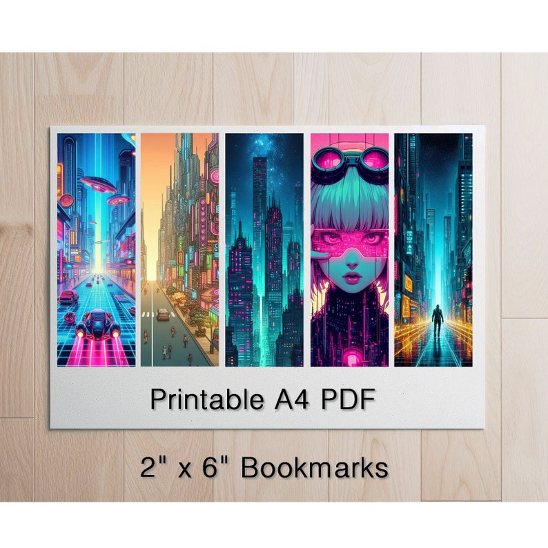 Printable Bookmarks Cyberpunk Themed Set of 25 for Book Lover ...