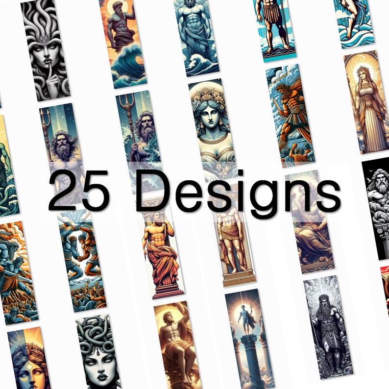 Printable Bookmarks Greek Gods Themed Set of 25 for Book Lover ...