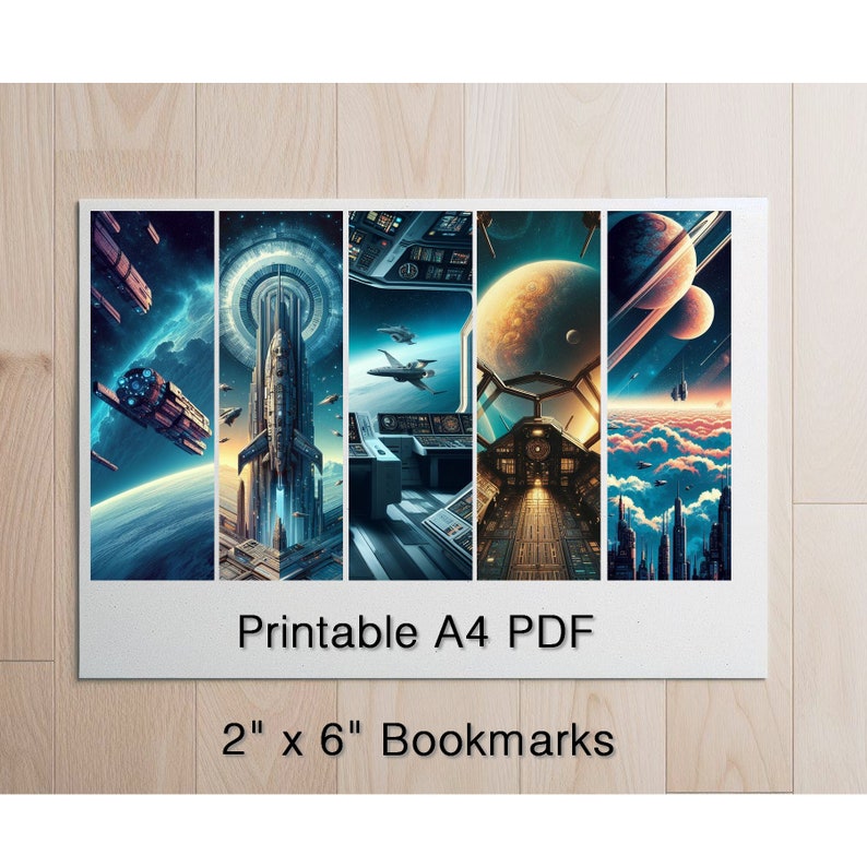 Printable Bookmarks Spaceship Themed Set of 50 for Book Lover ...