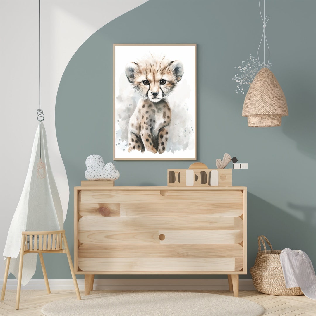 Baby Cheetah Digital Print - Watercolour Design - Nursery and Kid's ...