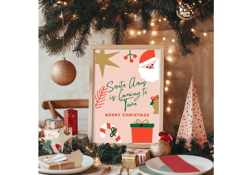 Santa Claus is Coming to Town Digital Art Print | Festive Holiday Wall ...