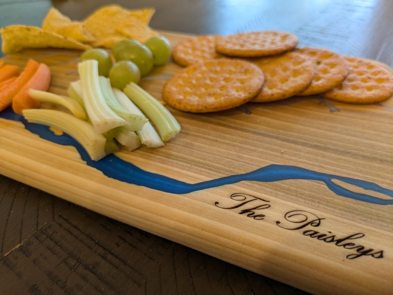 Personalized Mountain River Cutting Board, Sapele Wood Charcuterie ...