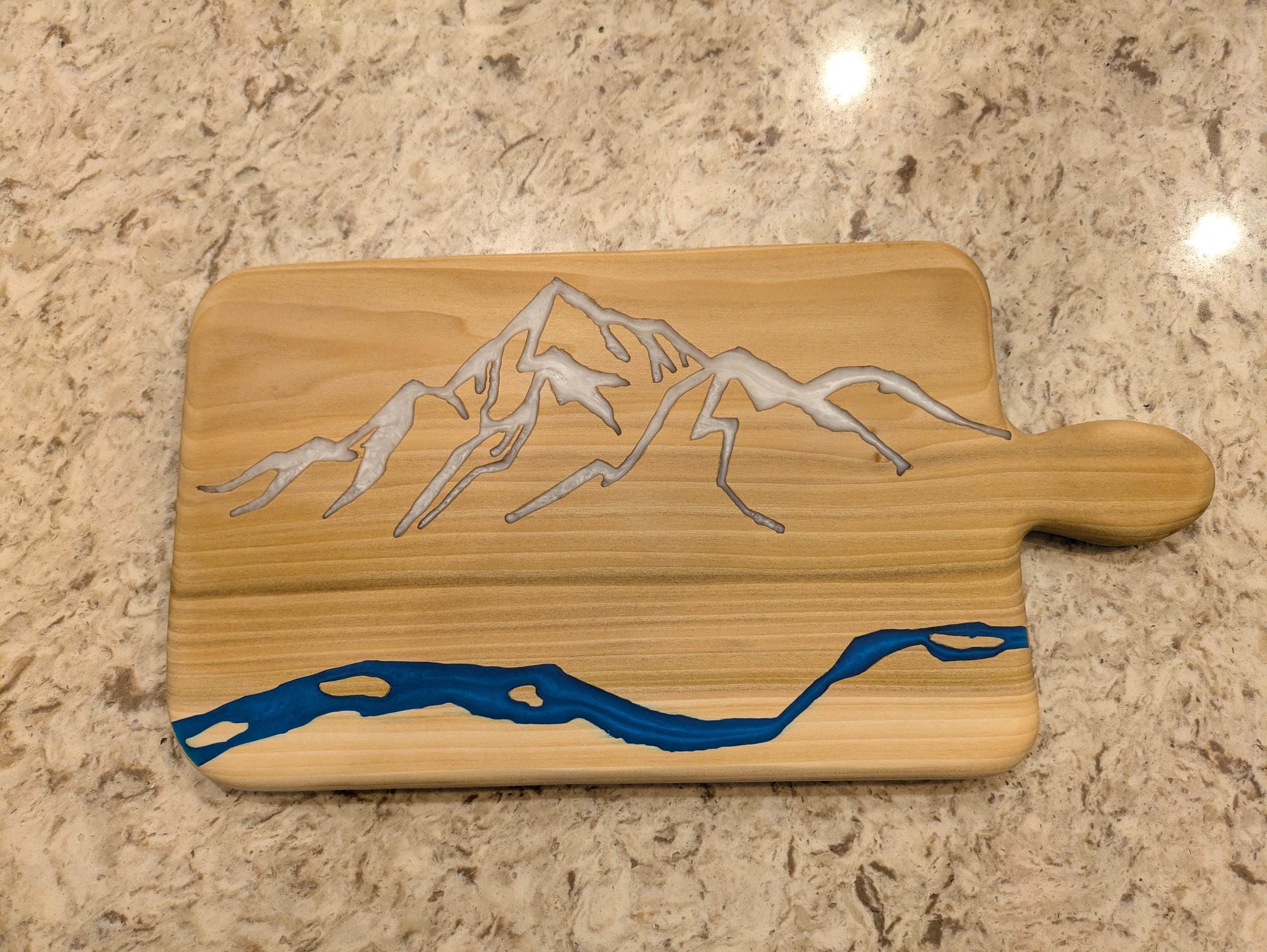 Personalized Mountain River Cutting Board, Sapele Wood Charcuterie ...