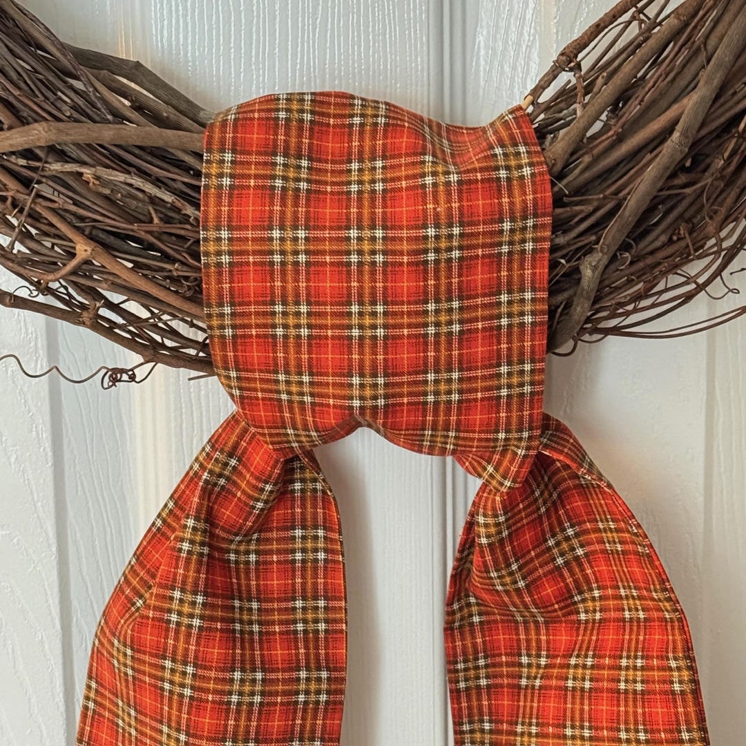 Thanksgiving Plaid Wreath Sash: Autumn Cotton Knot Décor - Etsy