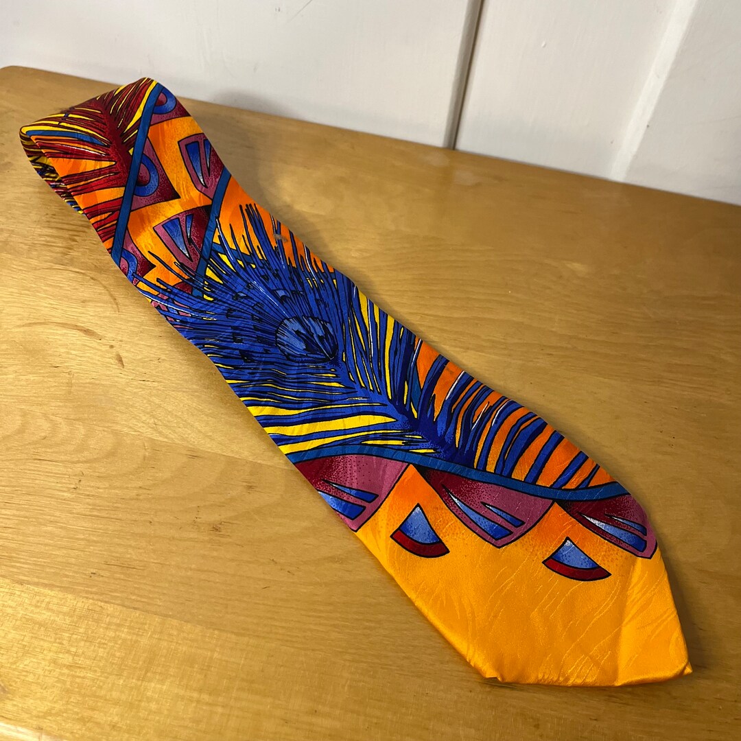 Rush Limbaugh No Boundaries Mens Geometric Peacock Feather Print Silk ...