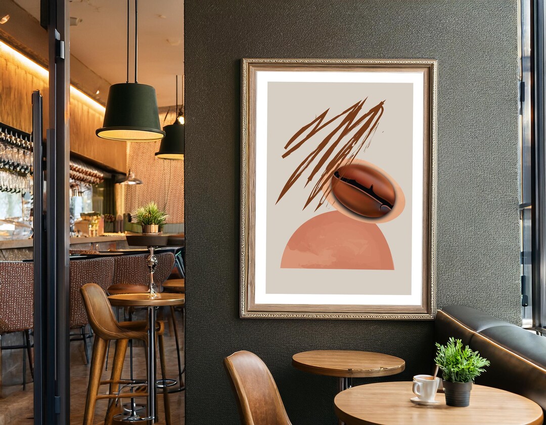 Abstract Coffee Bean Wall Art | Printable Modern Coffee Decor - Etsy