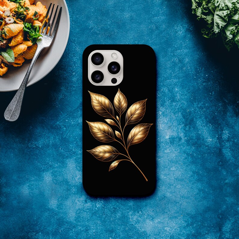 Black and Gold Leaf Tough Case, Black and Gold Phone Case for iPhone ...