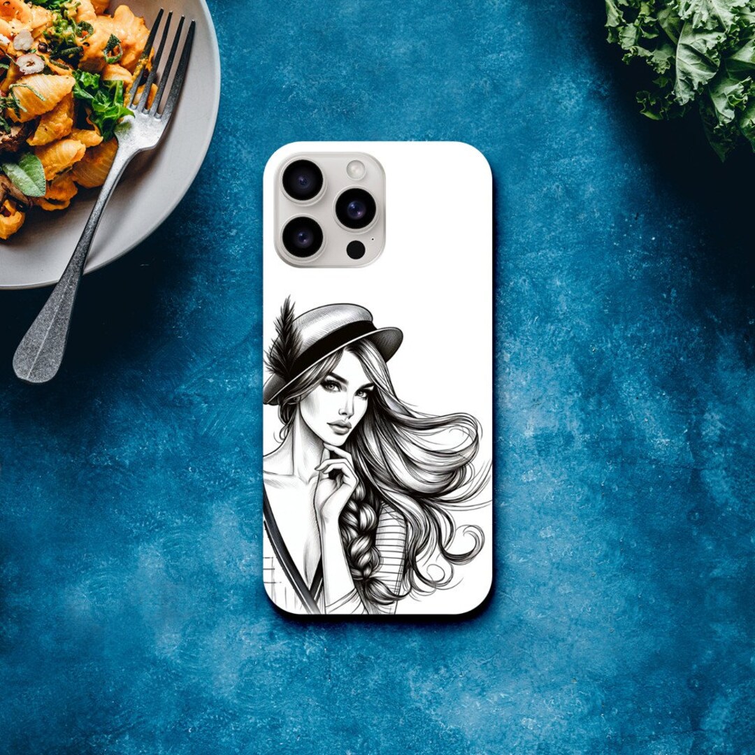 Black and White Pencil Art Slim Case, Slim Phone Case Sketch Phone Case ...
