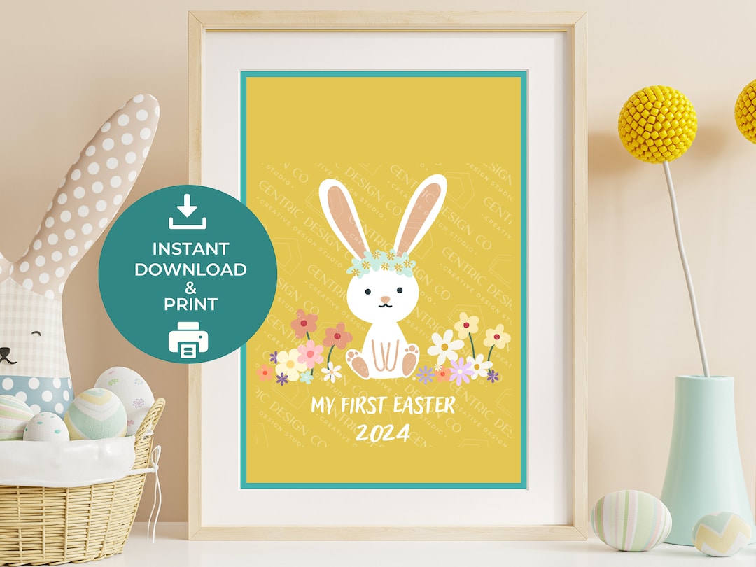 My First Easter PRINTABLE, Baby's 1st Easter Bunny, Cute Easter DIGITAL ...