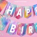 Rainbow Watercolor Paint Splatter Birthday Banner Printable (digital ...