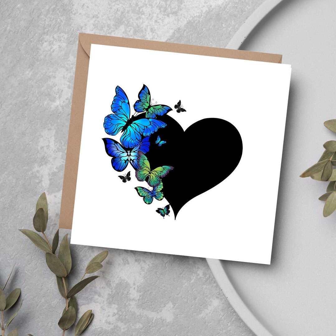 Butterfly Heart Valentine's Day Card: Printable Love Card (digital ...
