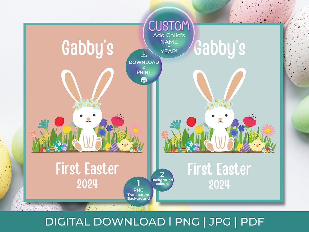 Personalized Baby First Easter Printable, Baby Girl's My First Easter ...
