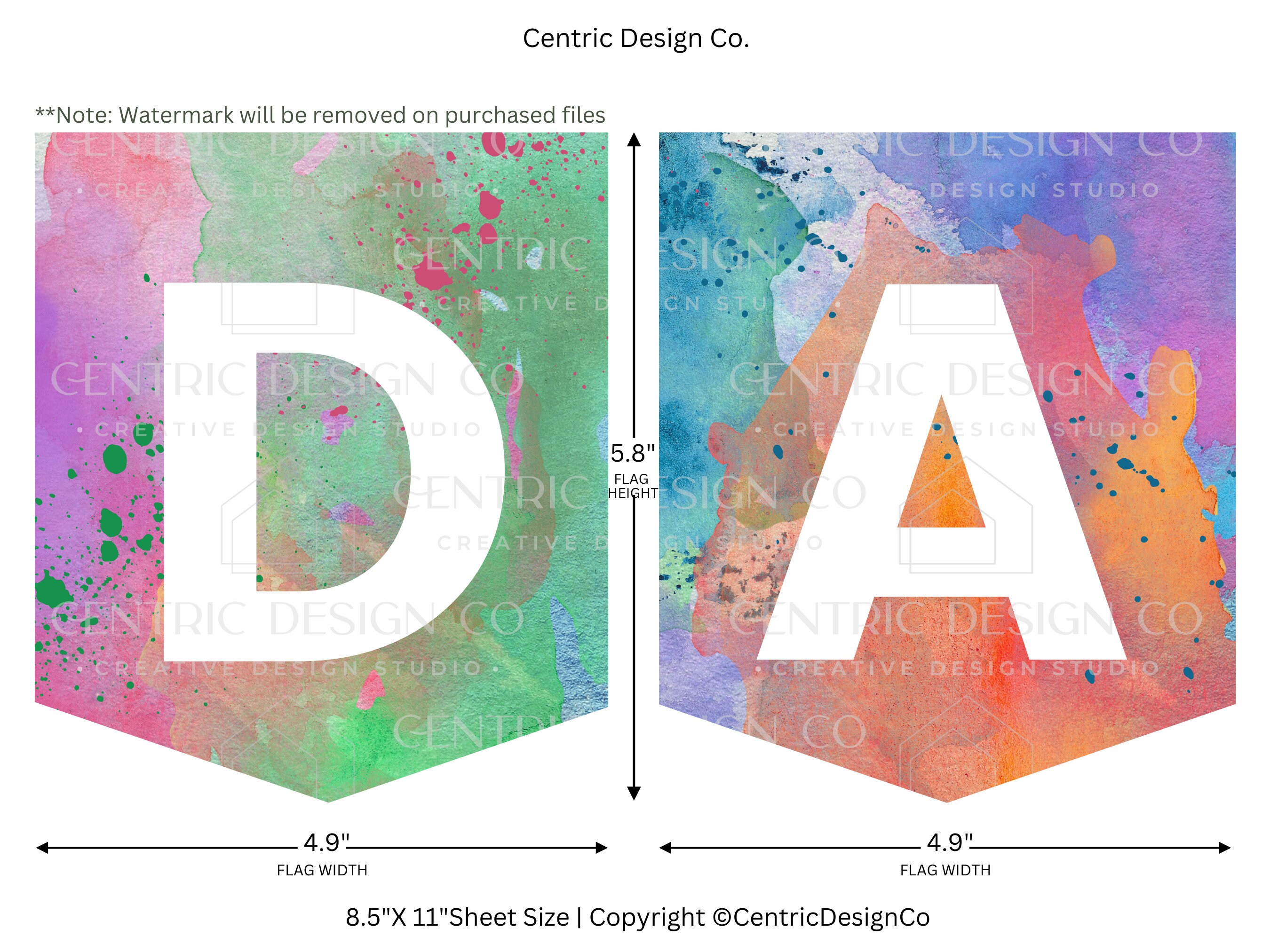 Rainbow Paint Splatter Birthday Banner Printable, Watercolor Splash ...