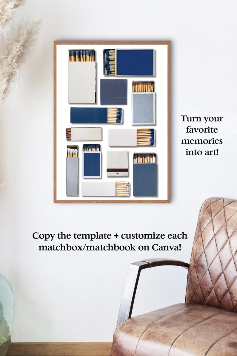 Navy Customizable Matchbook Art Canva Template|blank|digital Download ...