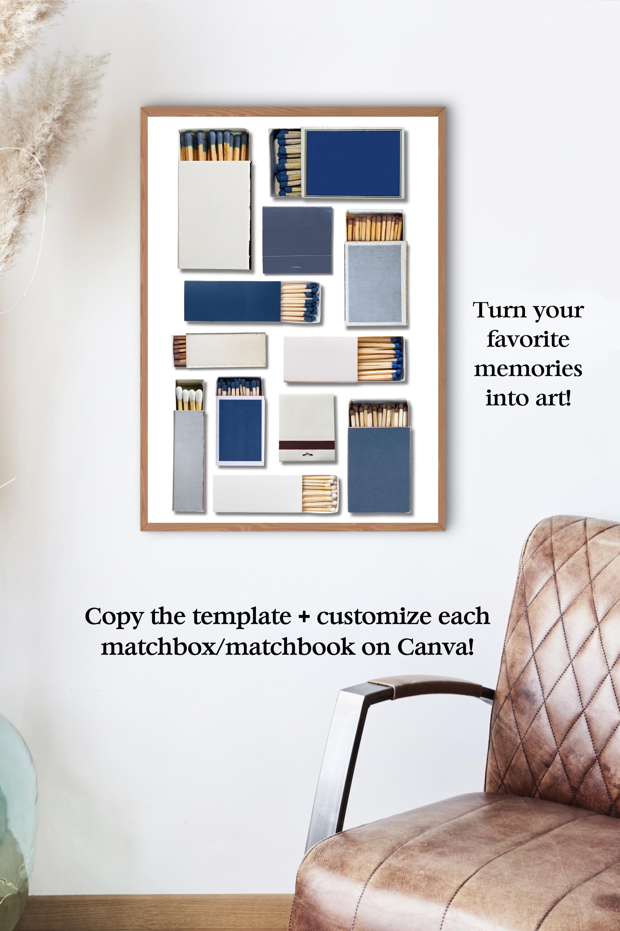 Navy Customizable Matchbook Art Canva Template|blank|digital Download ...