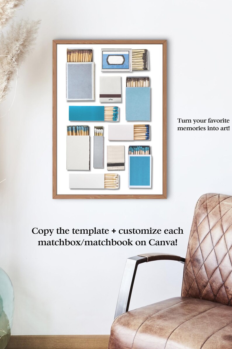 Blue & Cream Matchbook Art Canva Template | Blank | Digital Download ...